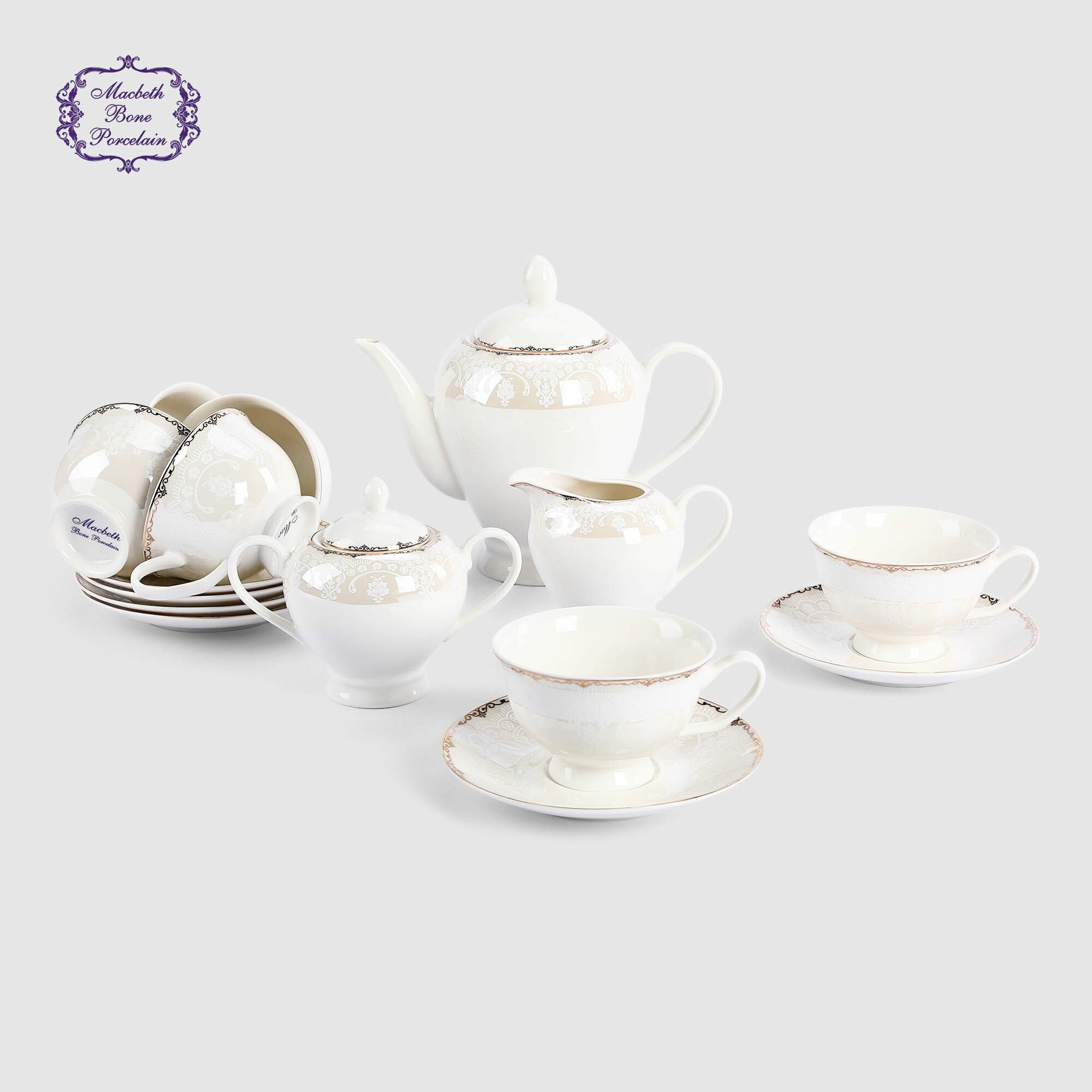 Чайный сервиз на 6 персон Macbeth bone porcelain Donna 15 предметов