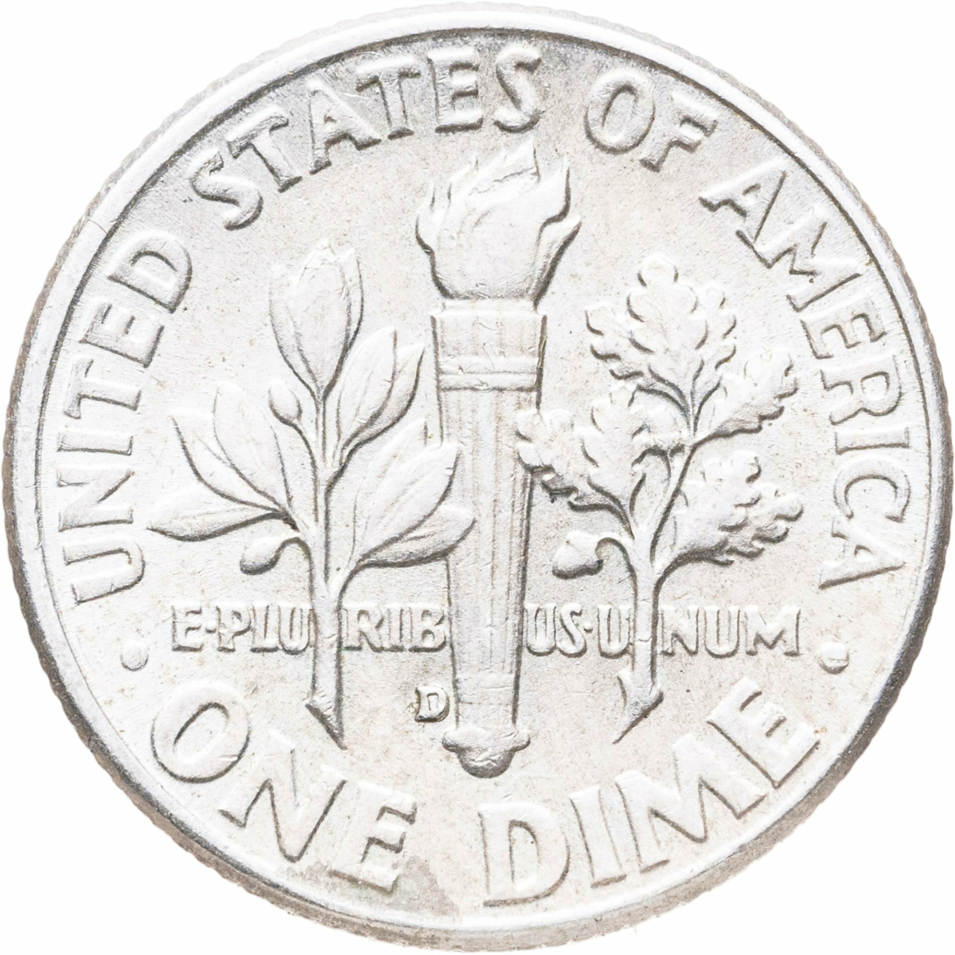 США 10 центов one dime 1964 Silver Roosevelt Dime, знак монетного двора "D" - Денвер, Серебро 900, в сохранности AU-UNC