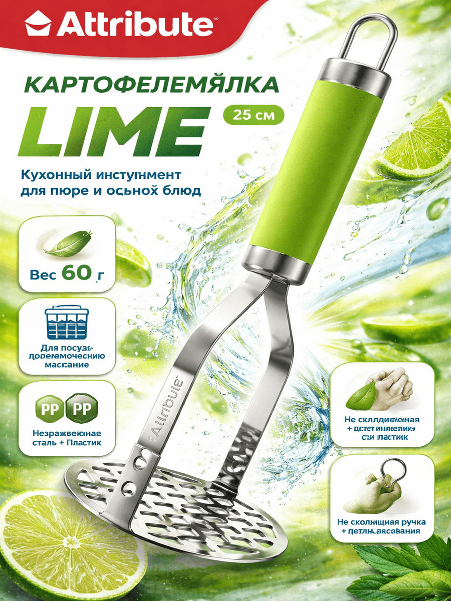 Картофелемялка Attribute Lime, 25см