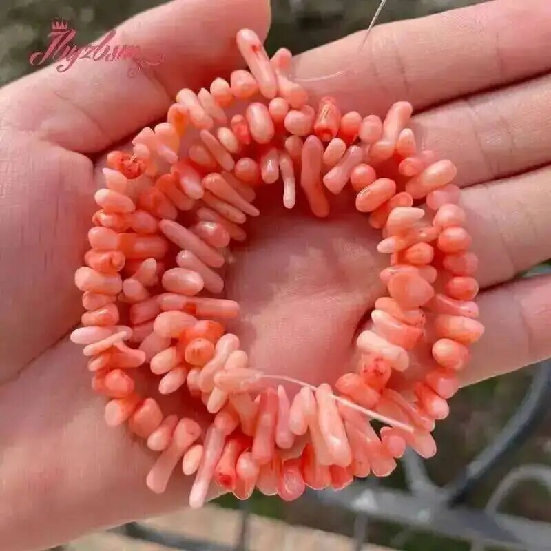 Натуральные розовые коралловые бусины 15 дюймов