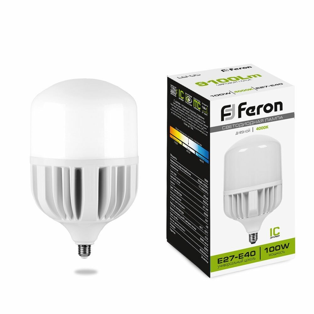 Лампа светодиодная E27/E40 40 Вт 4000К (4шт) белый свет LB-65 Feron 25819