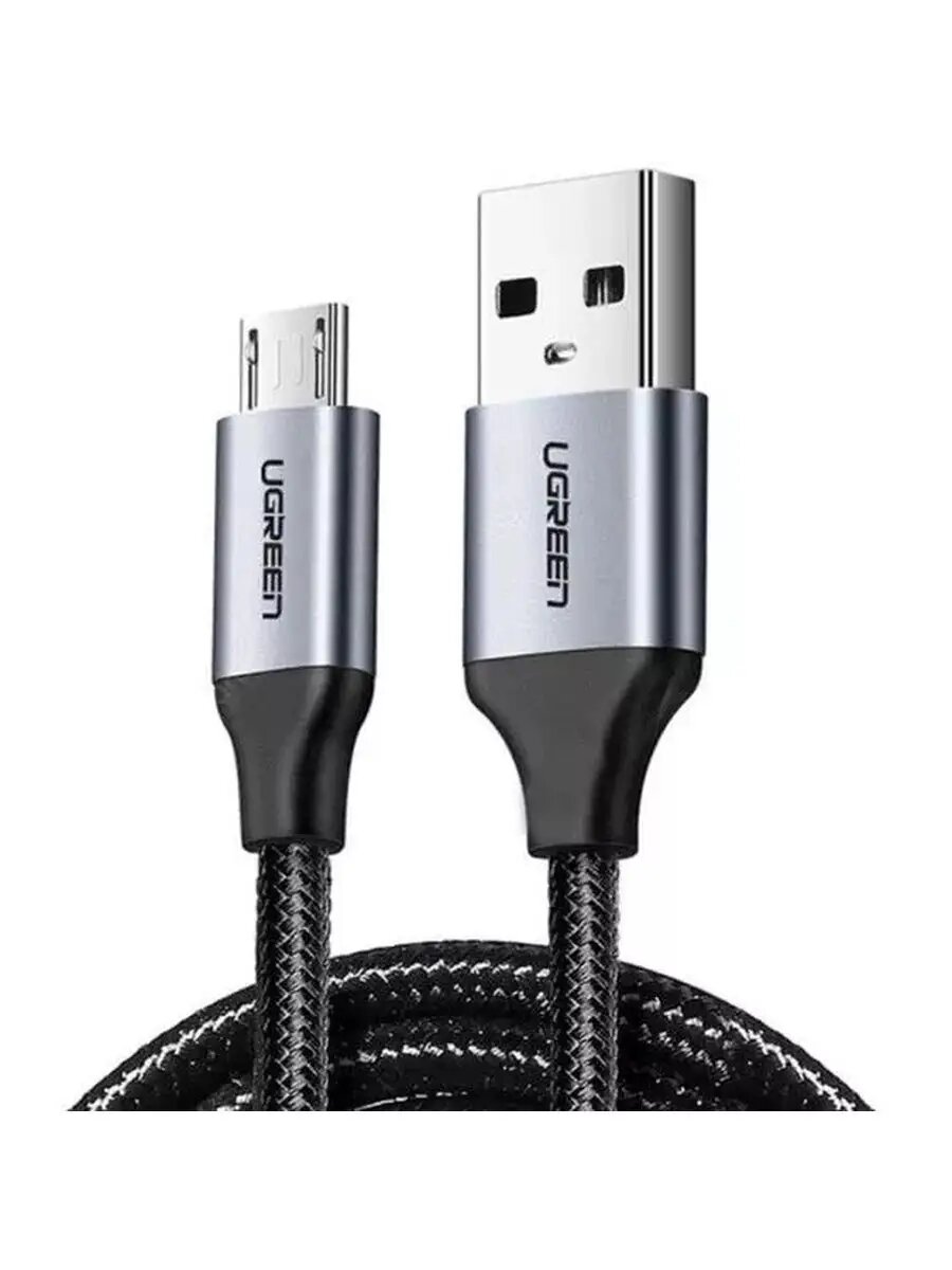 Зарядный кабель UGreen US290, черно-серый, USB 2.0, micro USB