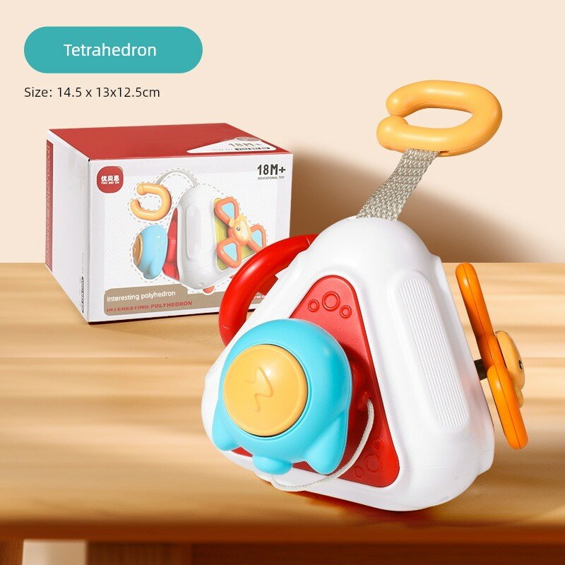 Обучающая монтессори-игрушка для малышей 1-2 лет, тетраэдр с 4 гранями, яркие цвета, безвредный пластик