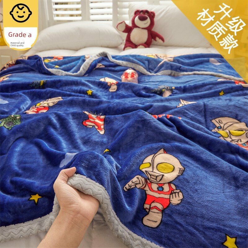 Детское одеяло Ultraman из молочного вельвета, одеяло для сна в детском саду, осенне-зимнее утолщенное коралловое