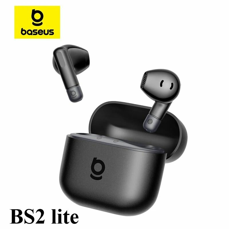 Baseus BS2 Lite Настоящие беспроводные наушники Bluetooth 6.0 Наушники-вкладыши с 2 микрофонами AI ENC, время воспроизведения 40 часов, IP55