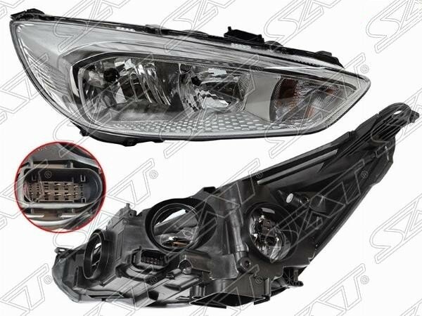 Фара SAT ST-431-11C9RMLEMD1 Ford Focus 14-19 справа/ Галоген/ С электрокорректором
