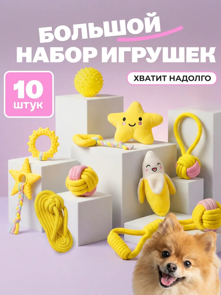 Игрушки для собак мелких пород кошек набор 10 шт. Лапаландия