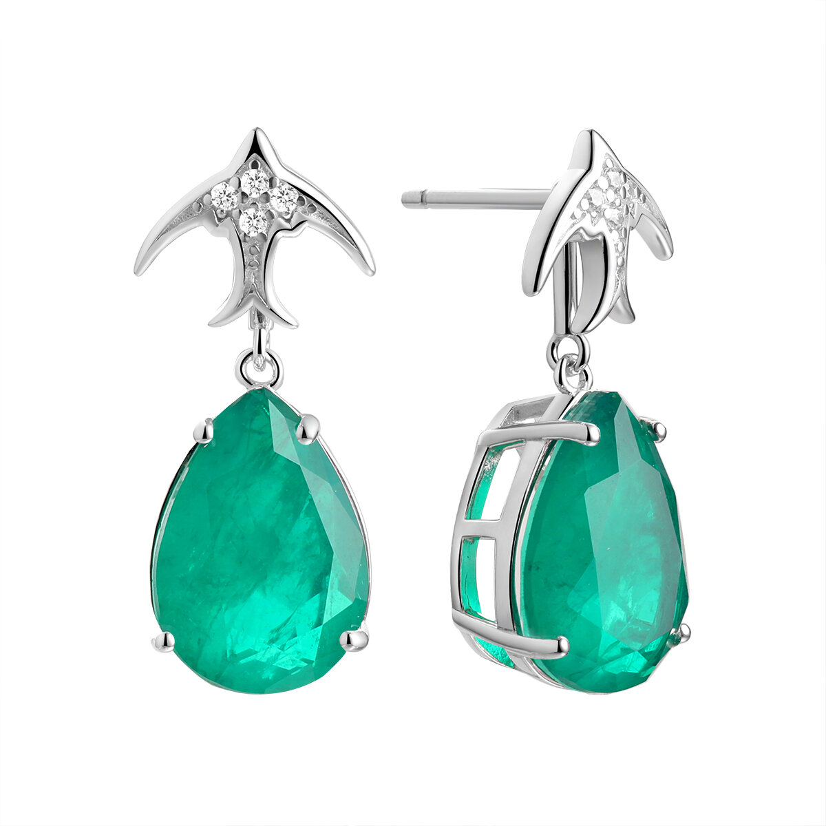 Серьги, серебро, 925 проба, ситалл, фианит