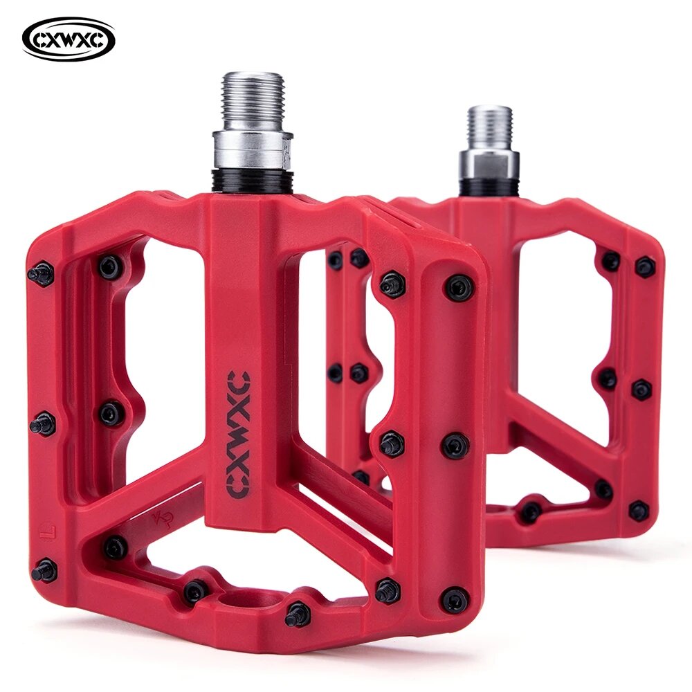 Плоские педали CXW-925 Nylon черные Красный, Red-2