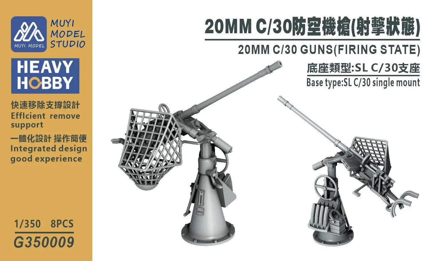 Модель 1/350 Kriegsmarine 20 мм C/30 пистолеты (в стрельбе)