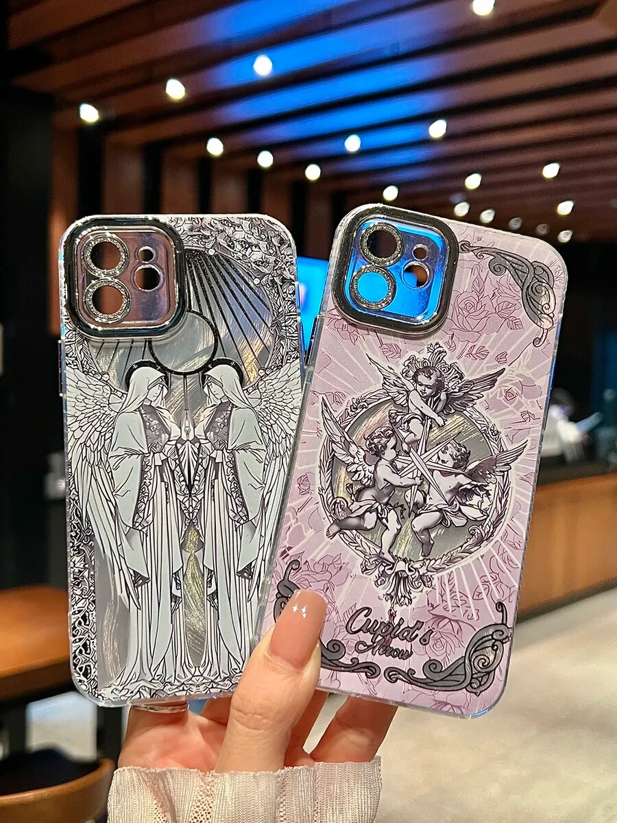 Чехол О'кейси, для iPhone 12, с принтом, защита камеры, серый — фото 1