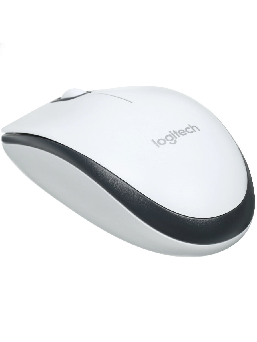 Проводная мышь Logitech M100, 2 кнопки, 1000 DPI, белая, проводная, 1,8 м — фото 1