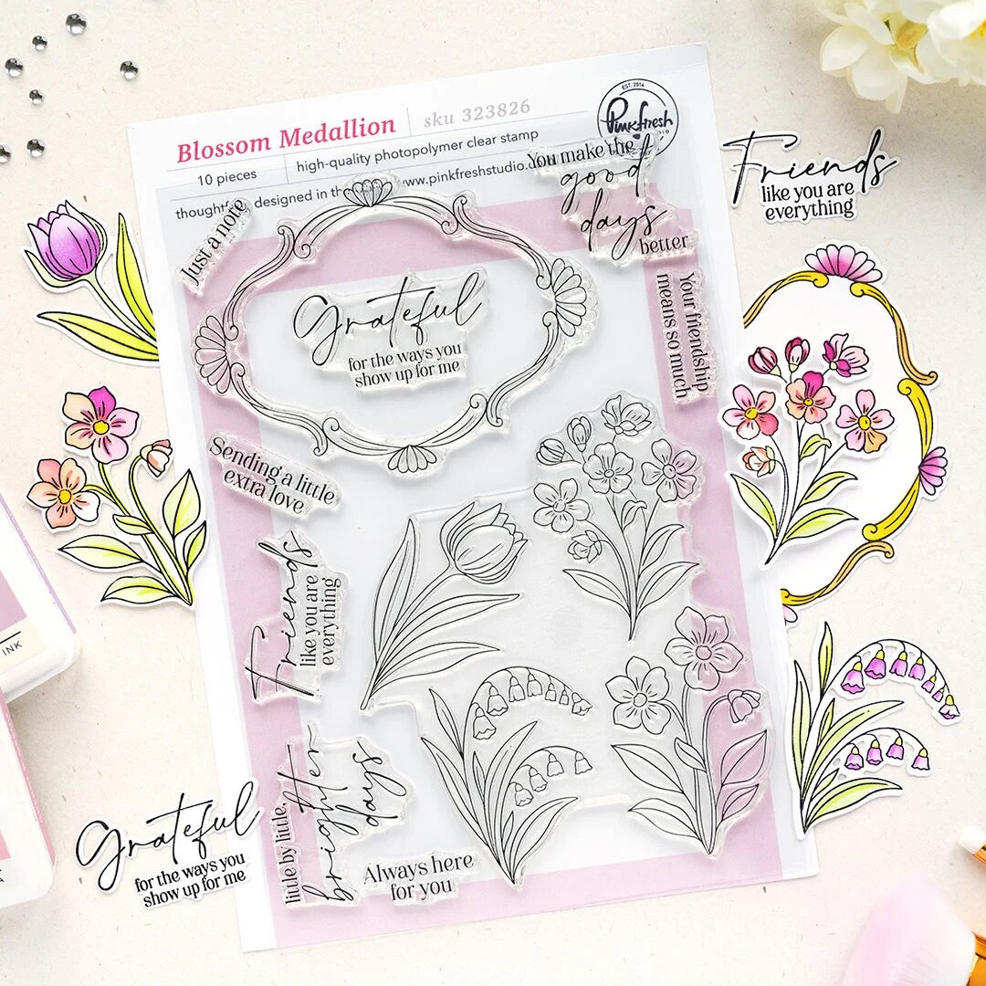 Штампы для скрапбукинга Blossom Medallion, розовый, M8697