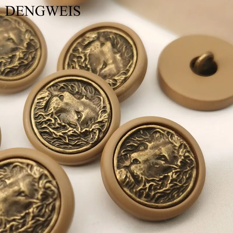 Пуговицы DENGWEIS комбинированные с рисунком льва 15mm 6pcs, 4