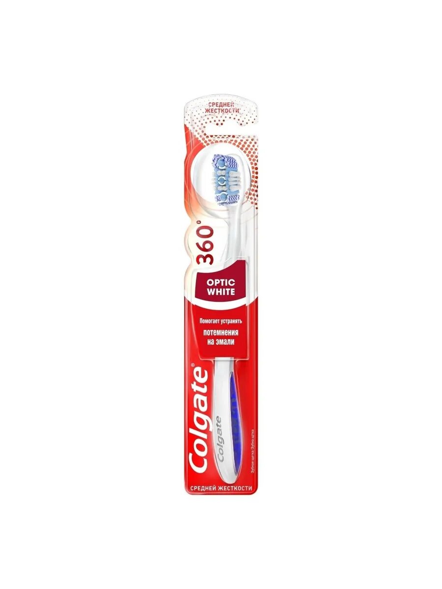 Зубная щетка Colgate 360 Optic white средней жесткости