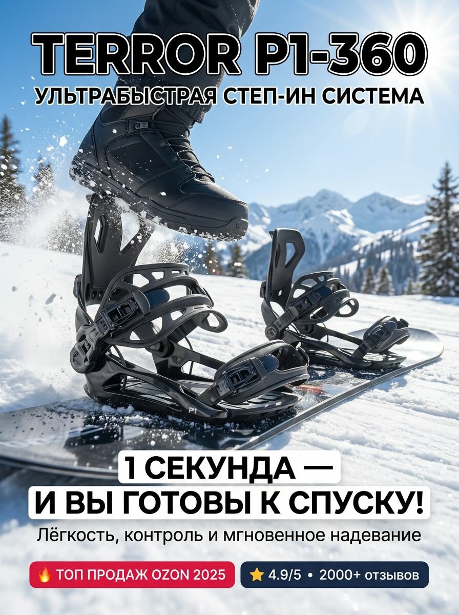 TERROR Крепления для сноуборда, черный, M