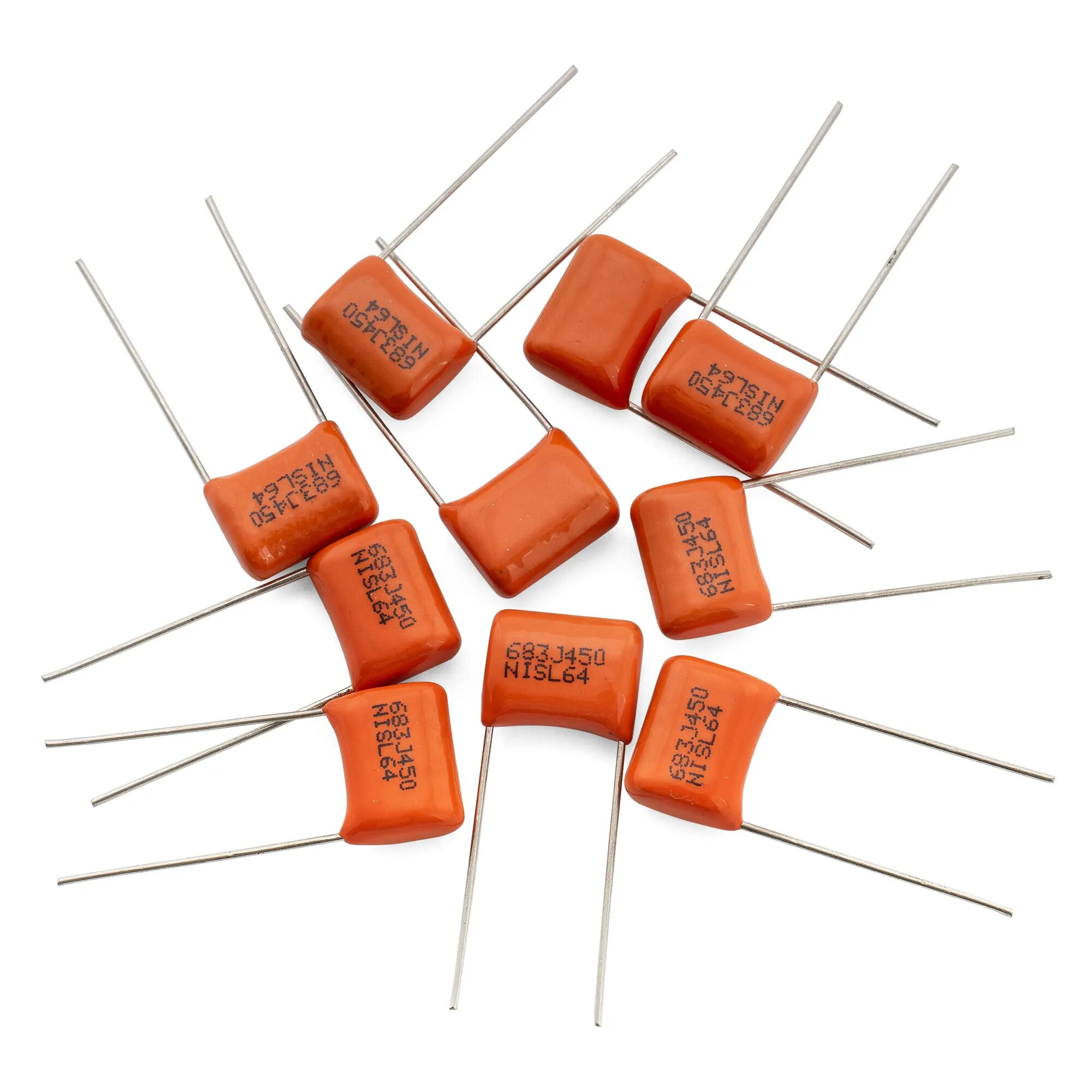 Конденсаторы Musiclily Pro NISSEI Japan Orange MPE CBB 0.022uF/.033uF/.047uF/.068uF 5% 0.068uF x 10