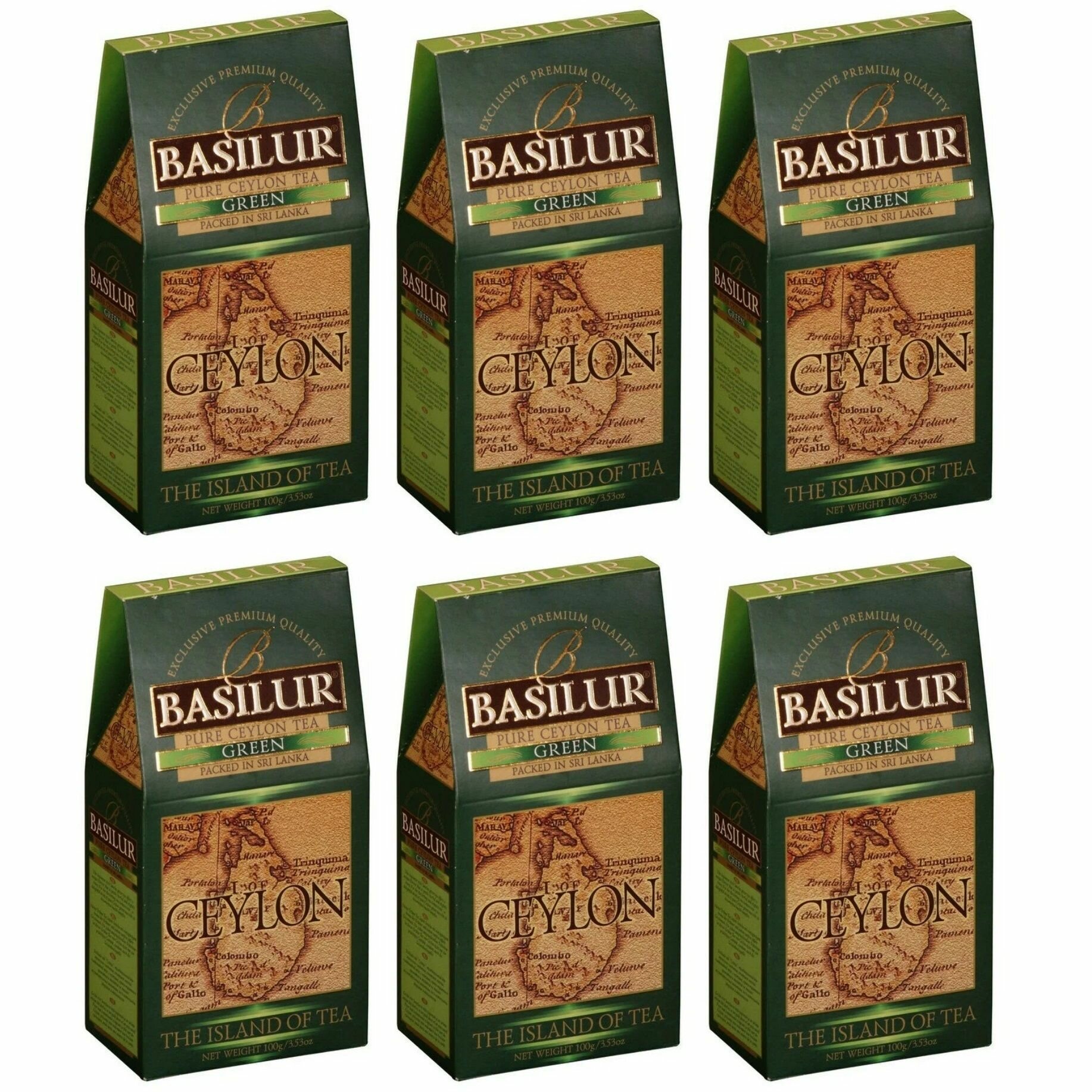 Basilur Чай зеленый листовой Остров, 100 г, 6 шт в коробке