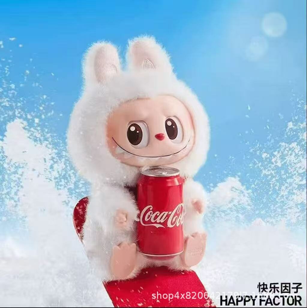 Плюшевая игрушка-брелок Coca-Cola Labubu, милый подарок для вечеринок, игрушка из сюрприз-бокса, оптовая продажа.
