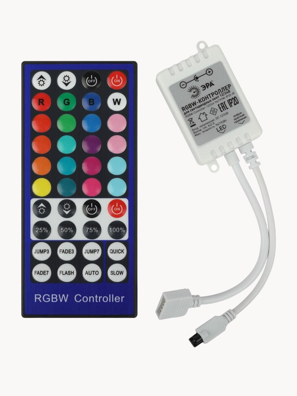 Контроллер для светодиодной ленты RGB с пультом ЭРА RGBW-Controller 12в 24в 192 Вт