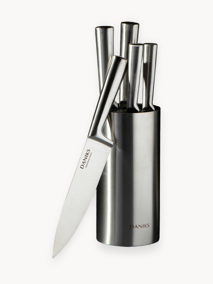 Daniks Набор ножей, 6 предметов, нержавеющая сталь, с подставкой, Фортуна