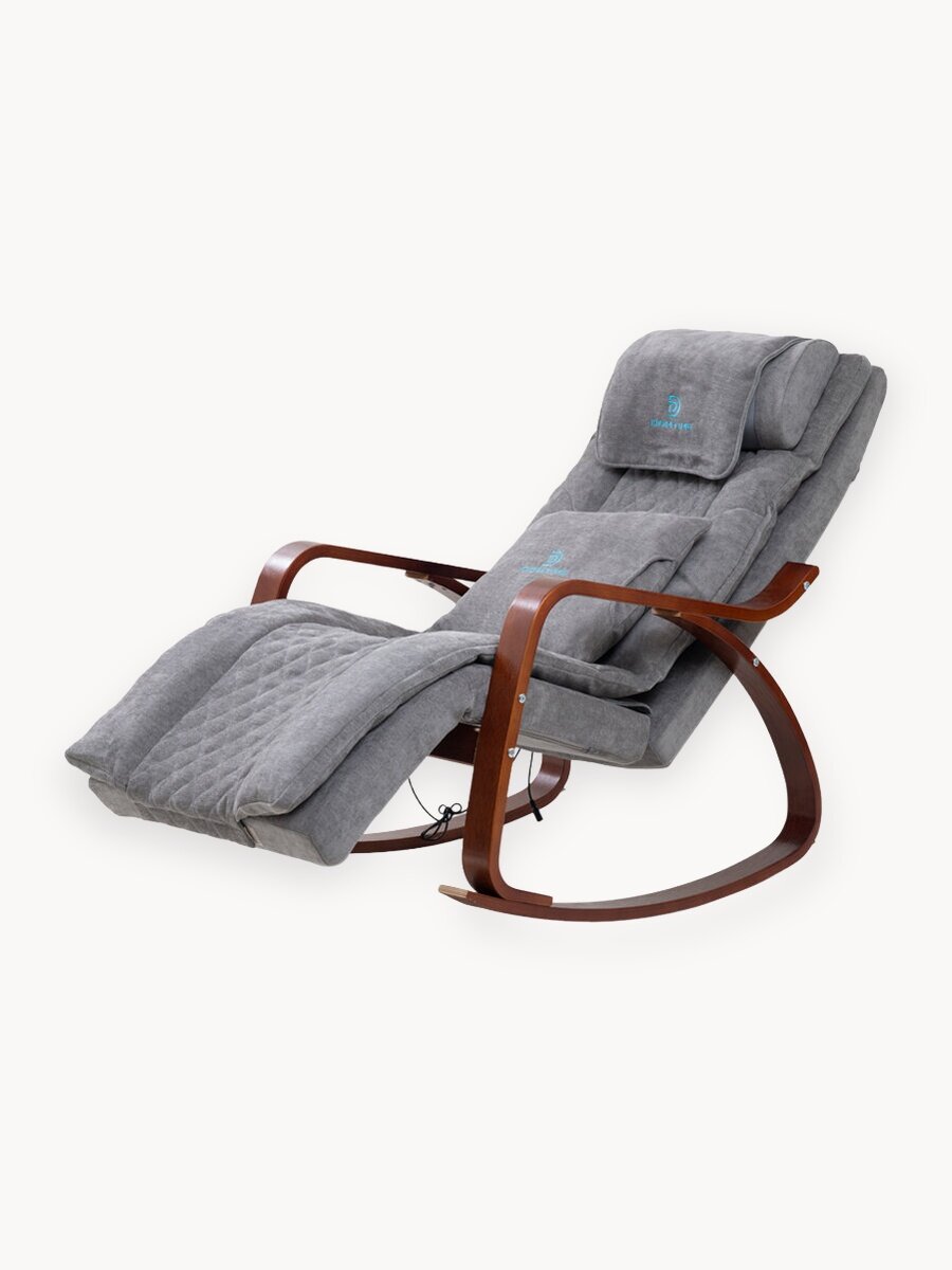 Мощное массажное кресло качалка электрическое. Домашнее кресло с вибрацией и подогревом, серое, до 150кг. Гарантия