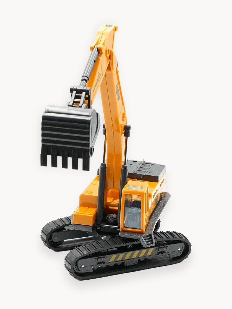 Строительная техника экскаватор на колесах- оранжевый/пластик