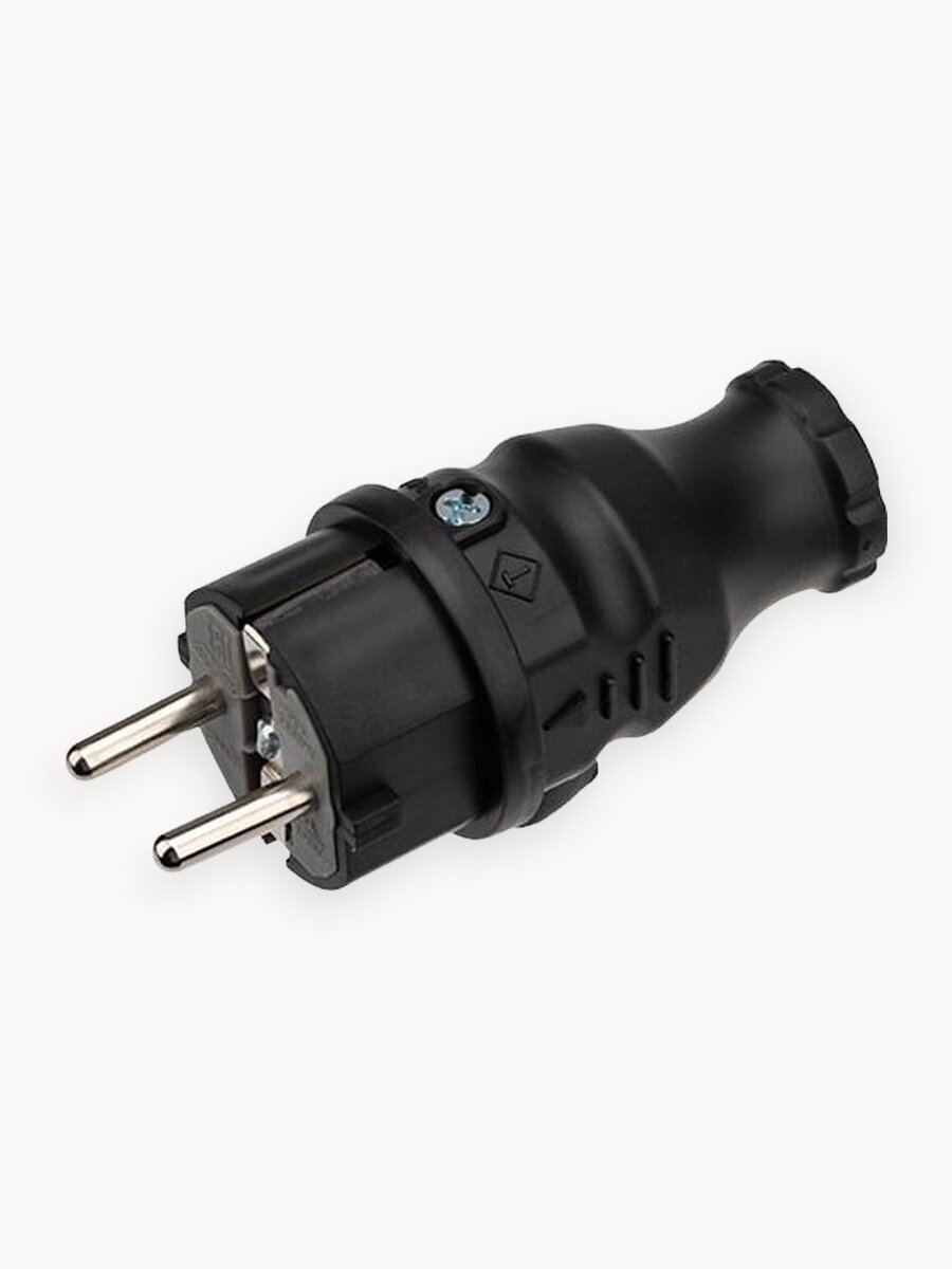 Прямая влагозащищенная вилка REXANT с/з, 16 А, IP44 каучук 111-001