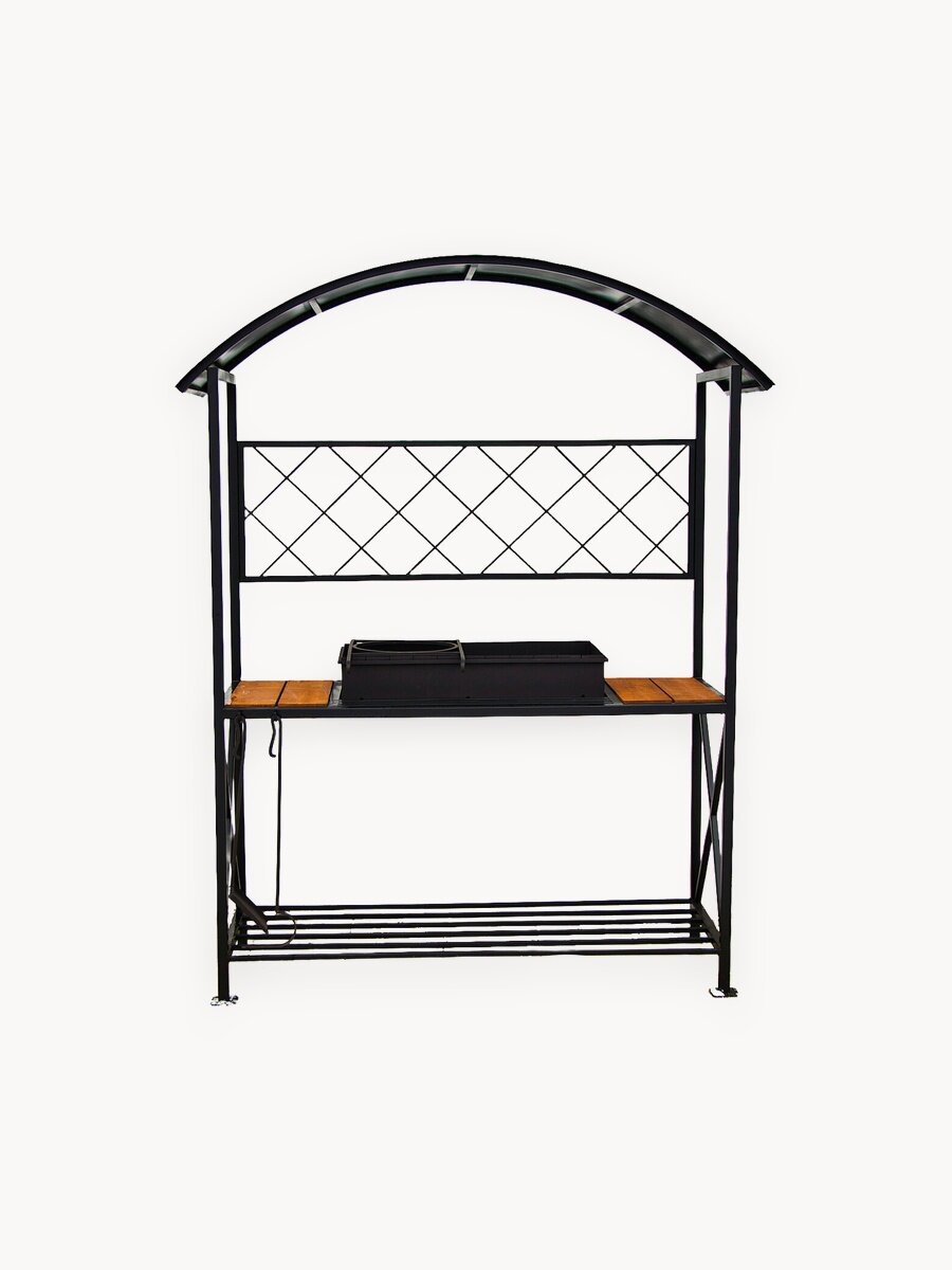 Мангал "Лофт", с круглой крышей, 150 см x 60 см x 210 см, цельная конструкция