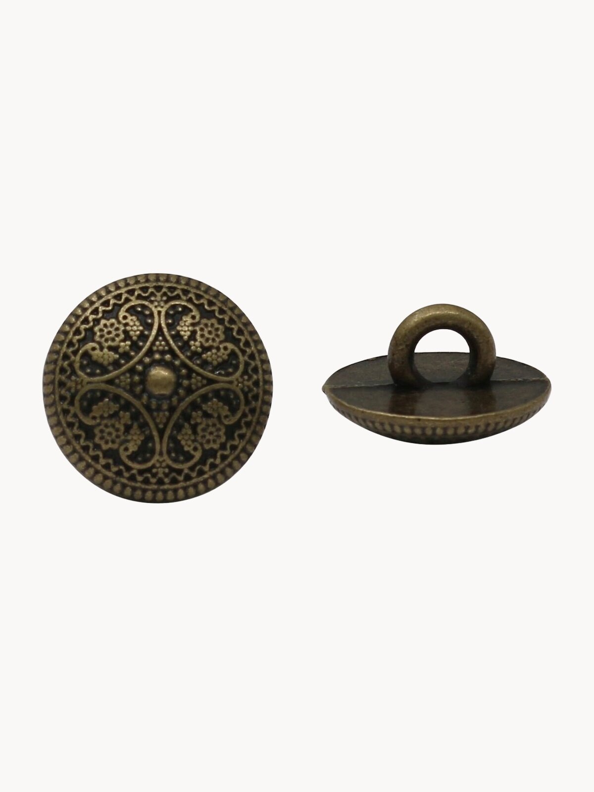 63476 Пуговица 'Узор' 18L (11мм) на ножке, металл, латунь. 10шт/упак