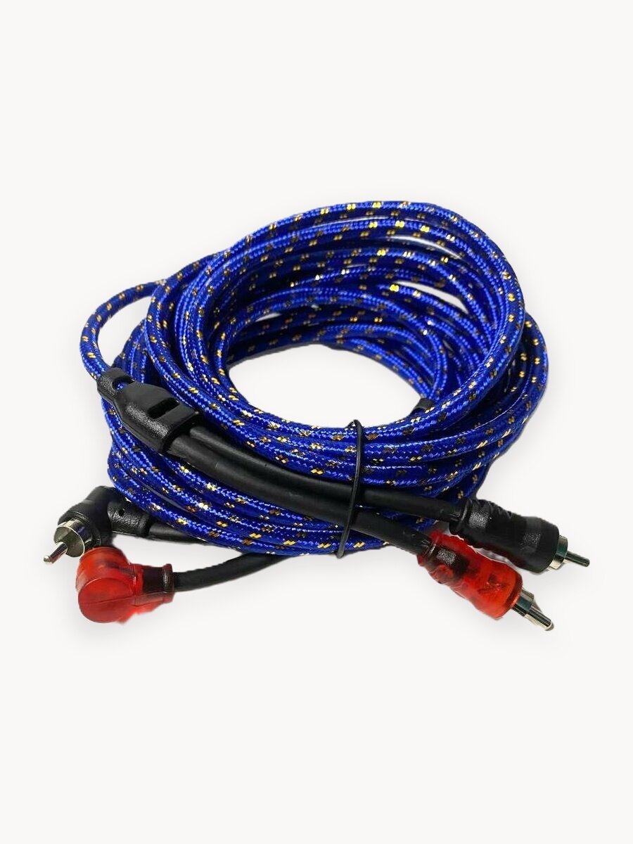 Межблочный кабель 2RCA-2RCA в оплётке для усилителя и сабвуфера 5м