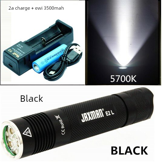 Фонарь JAXMAN E2L Nichia 219LED с высокой цветопередачей, равномерным светом, компактный, прямой, на аккумуляторе