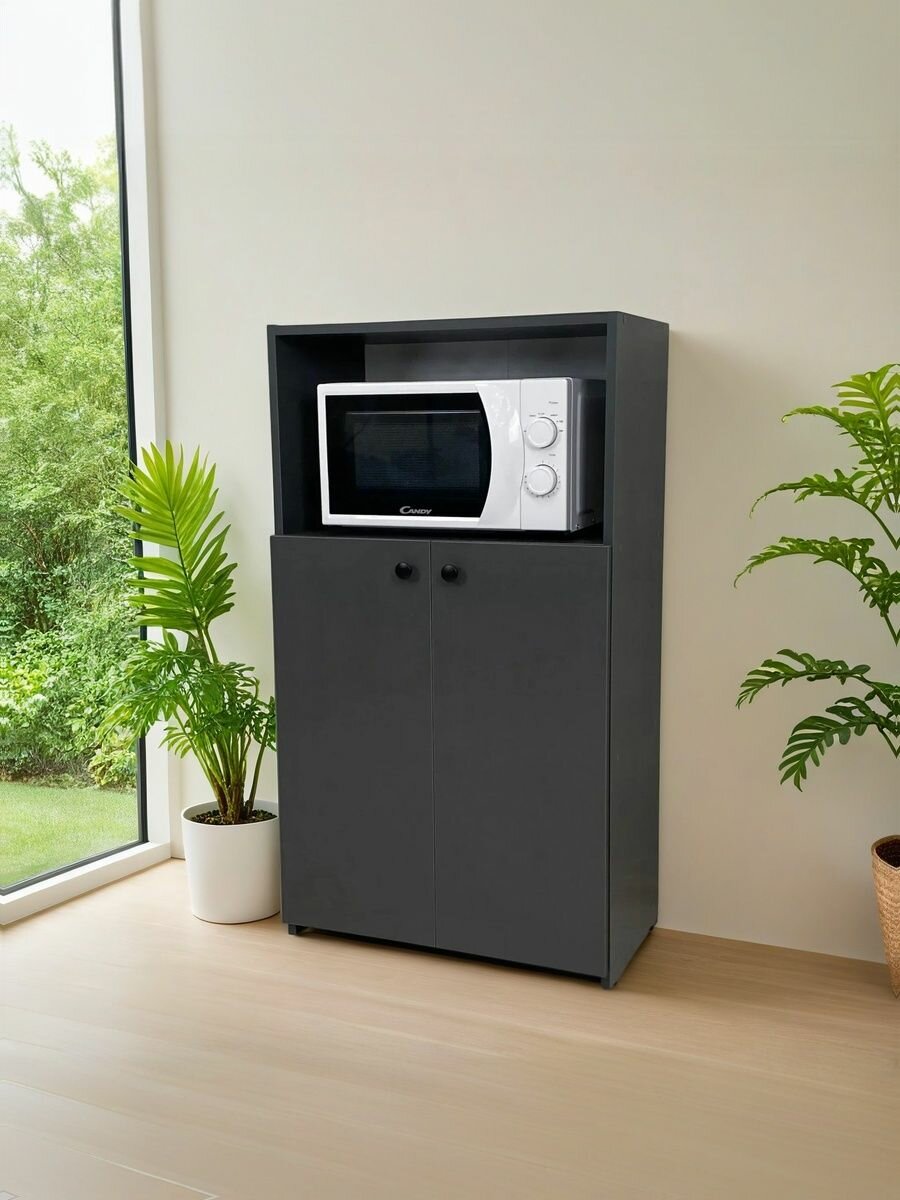 Комод универсальный "Смайл", ЛДСП, цвет Антрацит, с полками , с доводчиком, регулируемые опоры 62х34х112см