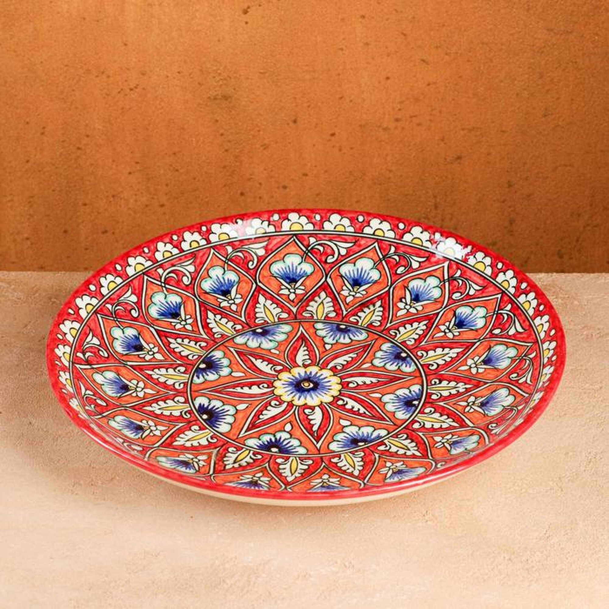 Блюдо Шафран "Узоры", для плова, керамика, 32 см, разноцветный