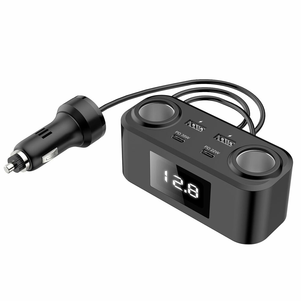 Автомобильные зарядные устройства PD+QC3.0 Адаптер быстрой зарядки 2-разъемный разветвитель питания 12 24 В