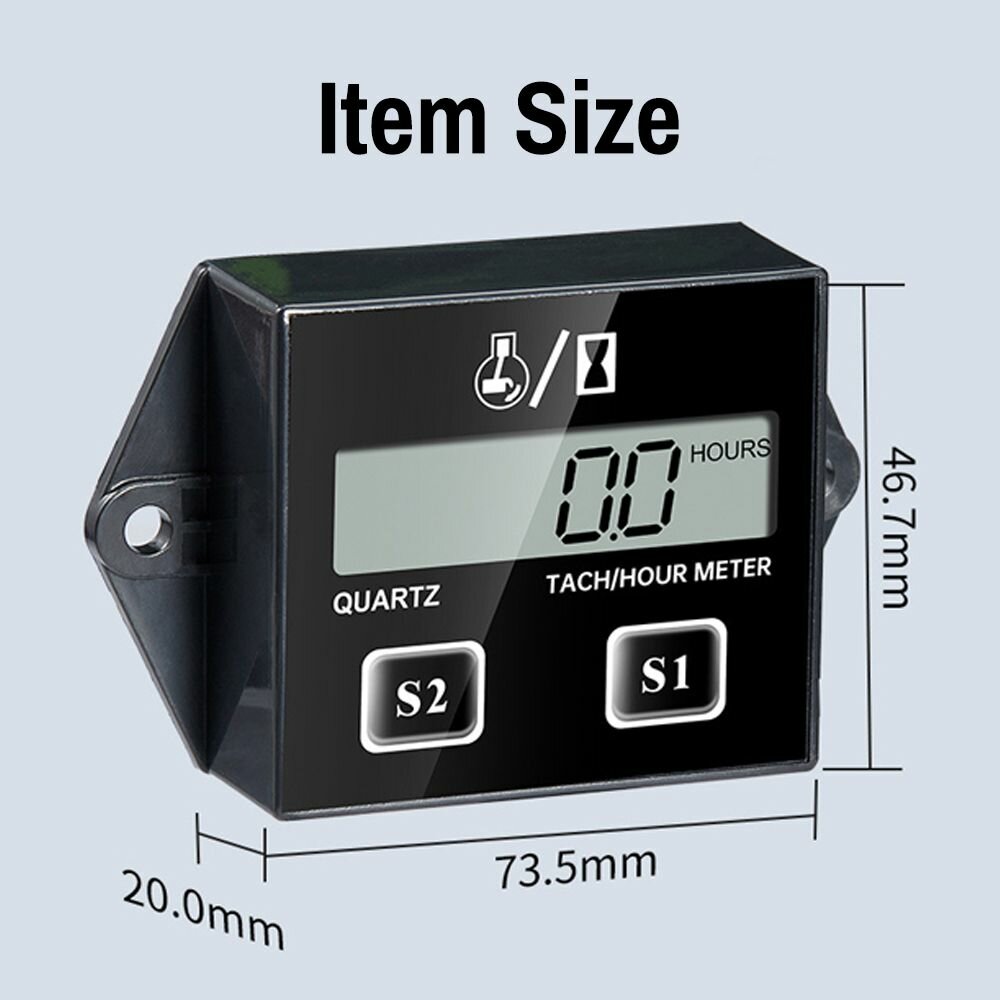 Цифровой счетчик моточасов и тахометр для 2-х/4-х тактных двигателей, с напоминанием о ТО