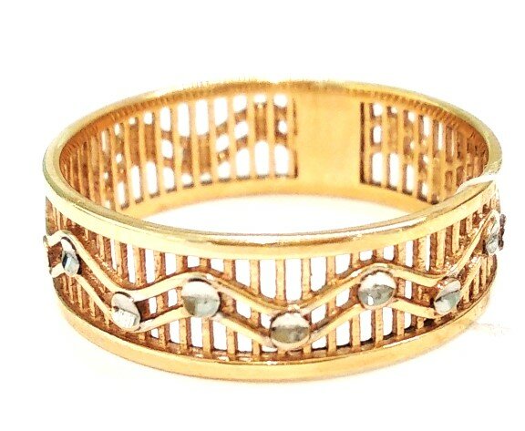 Кольцо широкое, красное золото, 585 проба, родирование