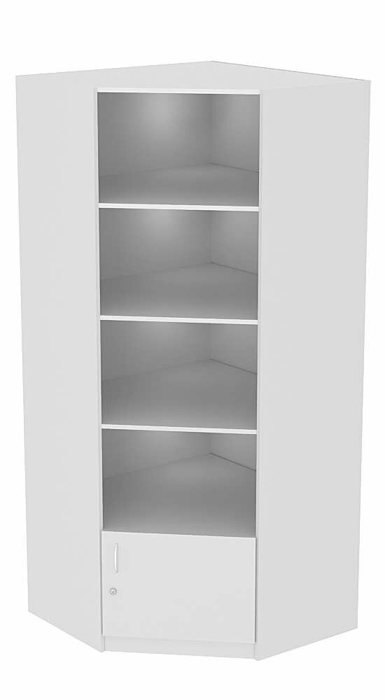 Стеллаж угловой из ДСП серии Эконом №5-5 (торец 500 мм) с дверкой 410 мм, Серый