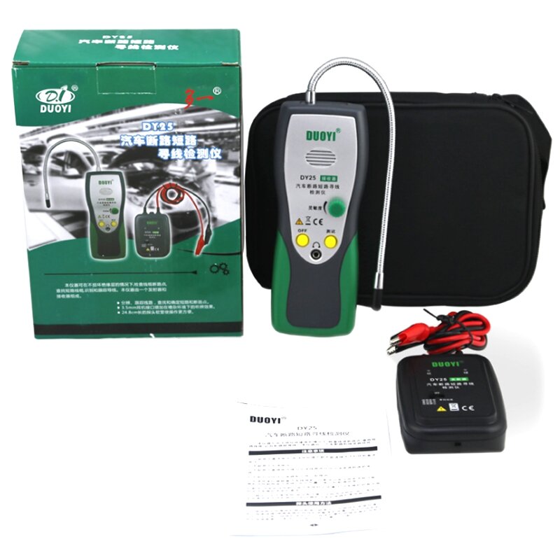 DUOYI DY25 Автомобильный тестер для поиска коротких замыканий и обрывов цепи, тестер инструмента для ремонта кабеля, автомобильный трассировщик, диагностический тональный искатель линии