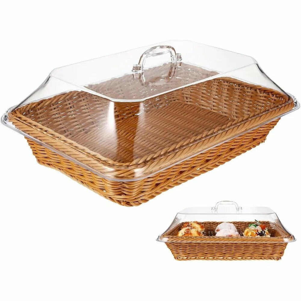 Корзины плетеные из лозы, корзина для хлеба, с крышкой, 35×25×6 cm