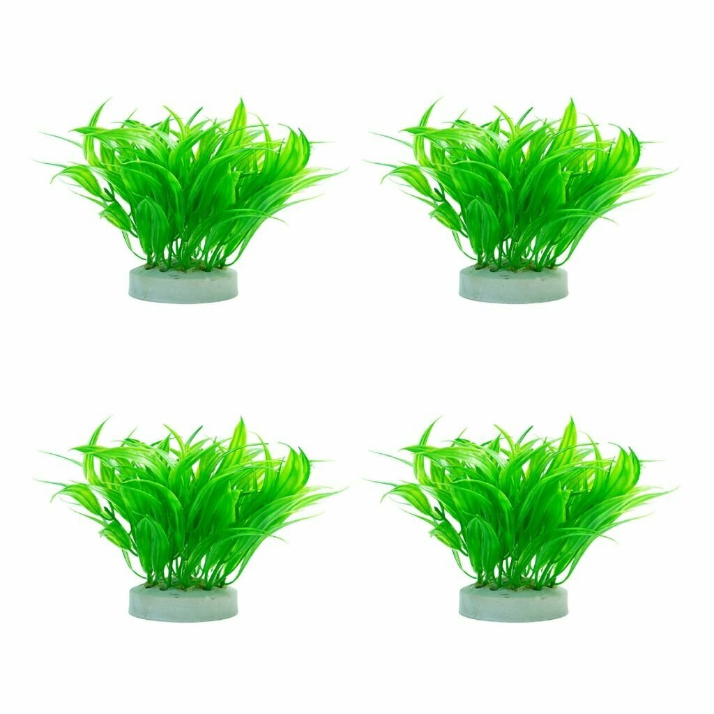 1 упаковка из 4 штук, декор для аквариума, искусственные водные растения - зеленая бамбуковая трава 02