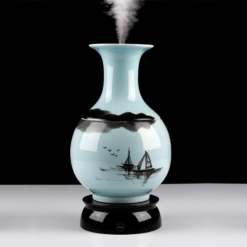 Керамический увлажнитель воздуха с бесшумной стерилизацией, большим объемом тумана, голубой и белый фарфор-DRGTT