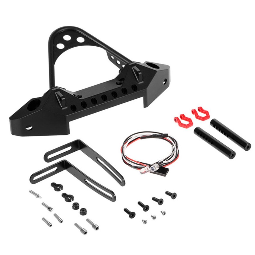 Радиоуправляемый Бампер Металлический Передний Бампер со Светодиодными Фарами и Буксировочными Крюками для Гусеничных Автомобилей 1/10 SCX10 Запчасти Для Модернизации Грузовиков Аксессуар