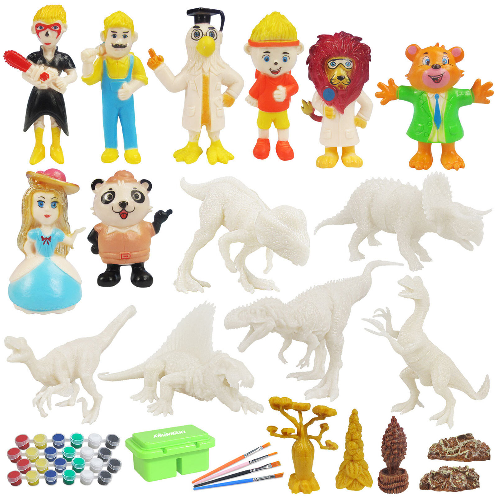 Ручная Роспись Игрушки DIY Динозавр Модель Фигурки с Мини Куклами 24 Акварельных Набора для Рукоделия Интерактивная Игрушка для Рисования для Детей