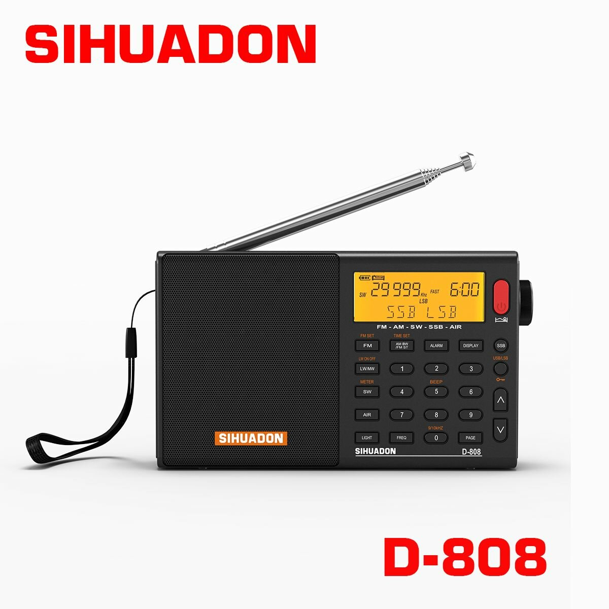 SIHUADON D-808 Портативный цифровой радиоприемник FM стерео/SW/MW/LW SSB воздуха RDS мульти радиодиапазоне Динамик С ЖК-дисплей Дисплей будильник