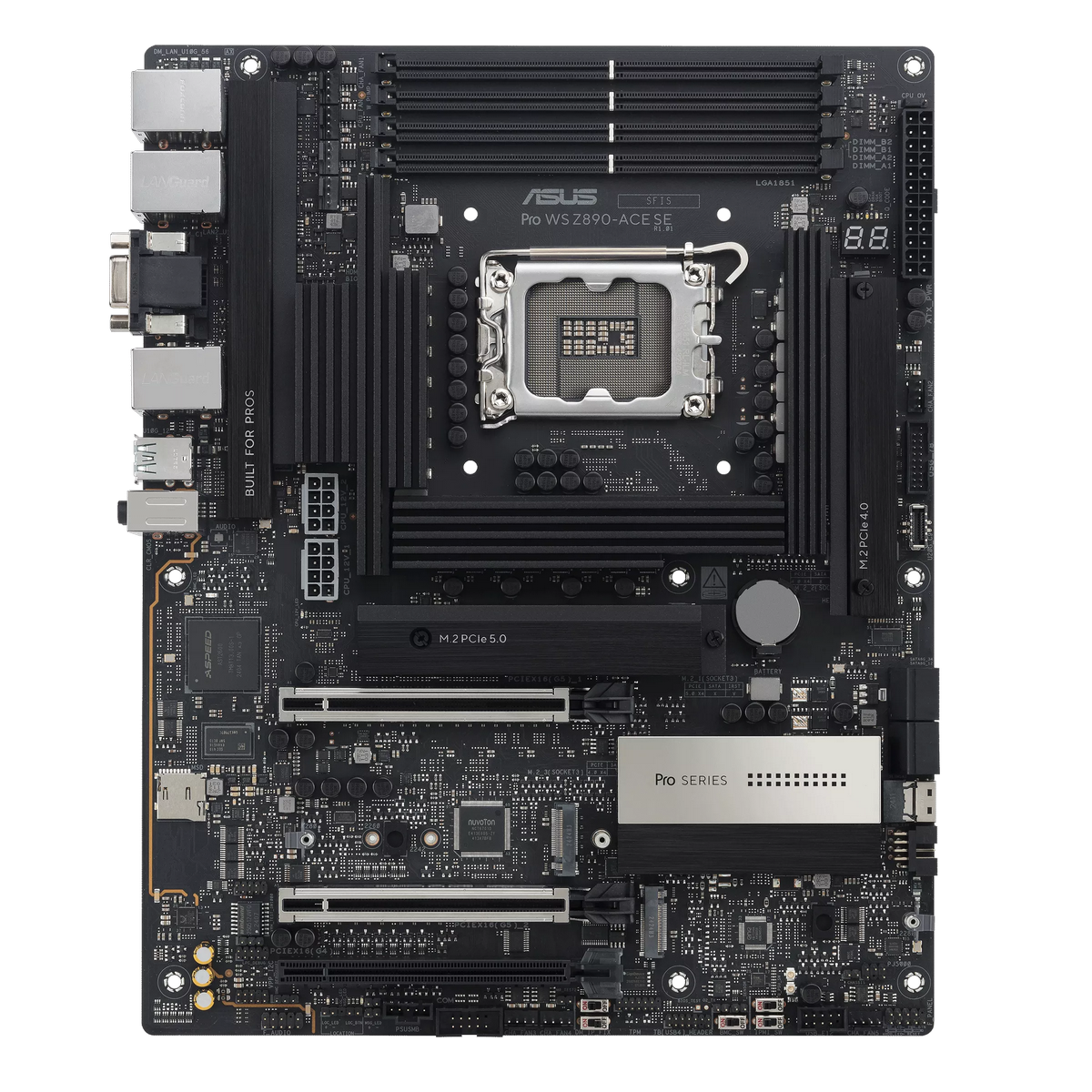 ASUS Материнская плата Socket1851 ASUS PRO WS Z890-ACE SE (iZ890, 4xDDR5, M.2, SATA III, RAID, 3xPCI-E, HDMI, TB, 10Гбит LAN, 2.5Гбит LAN, 1Гбит LAN, 10Гбит USB, 20Гбит Type-C, ATX) (ret)