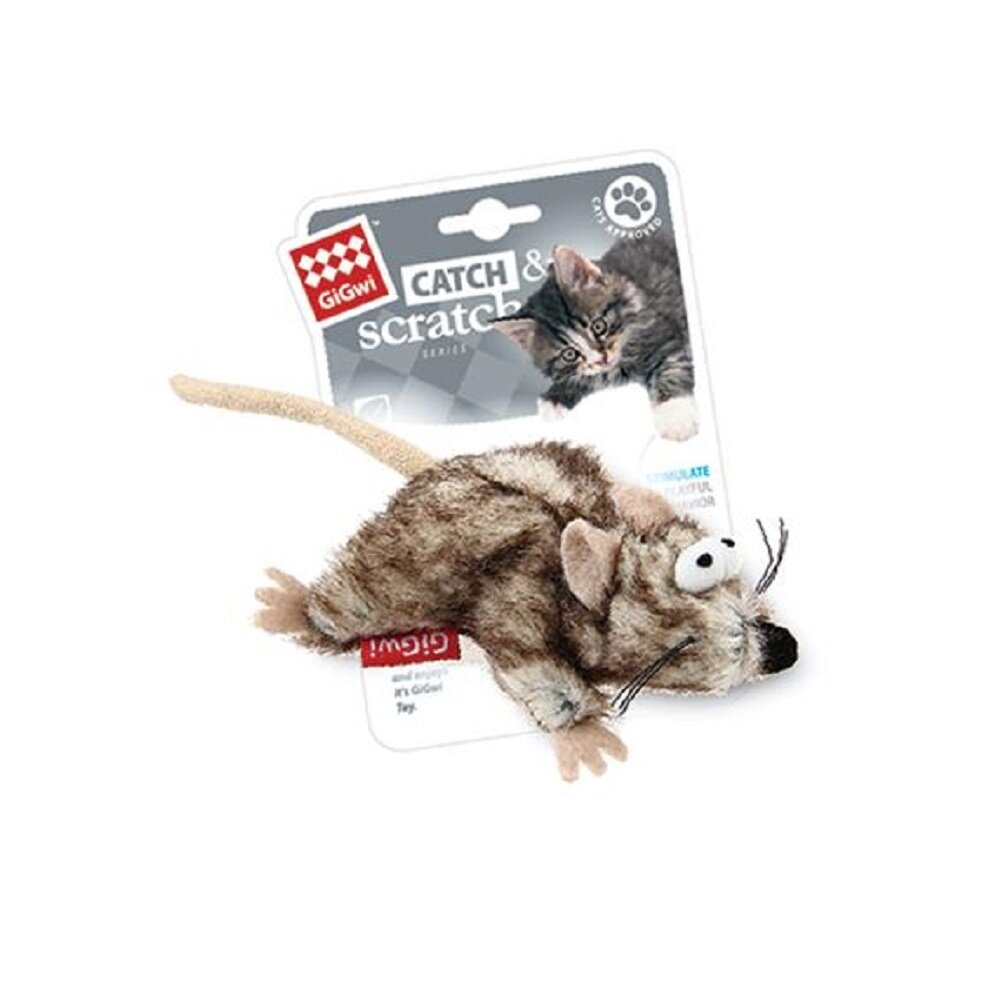 GiGwi Игрушка для кошек Мышка с кошачьей мятой, для самостоятельных игр, 8см