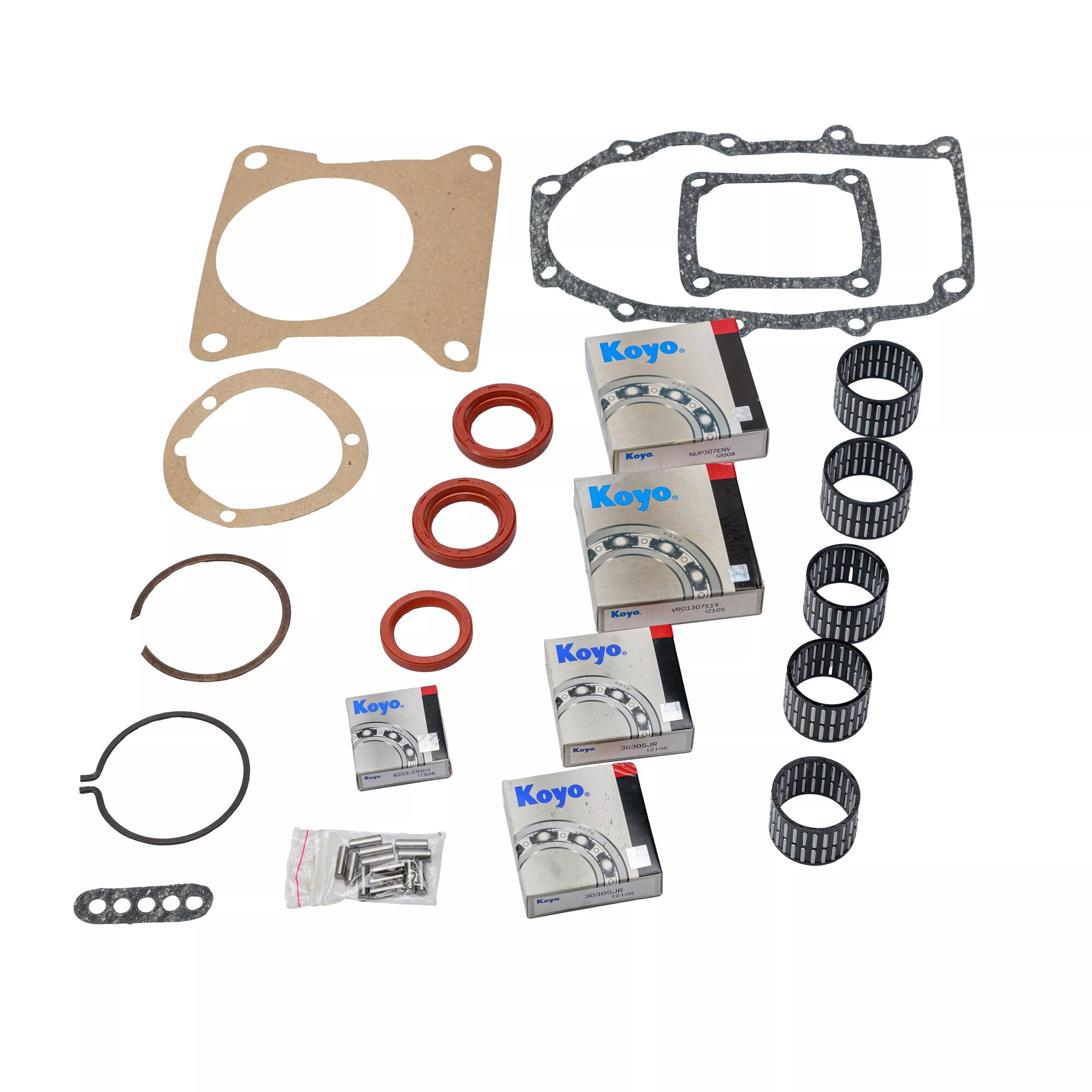 Подшипник КПП для а/м ГАЗель, Соболь, Волга полный комплект роликовые подшипники ВПЗ + прокладки + манжеты (рубин)