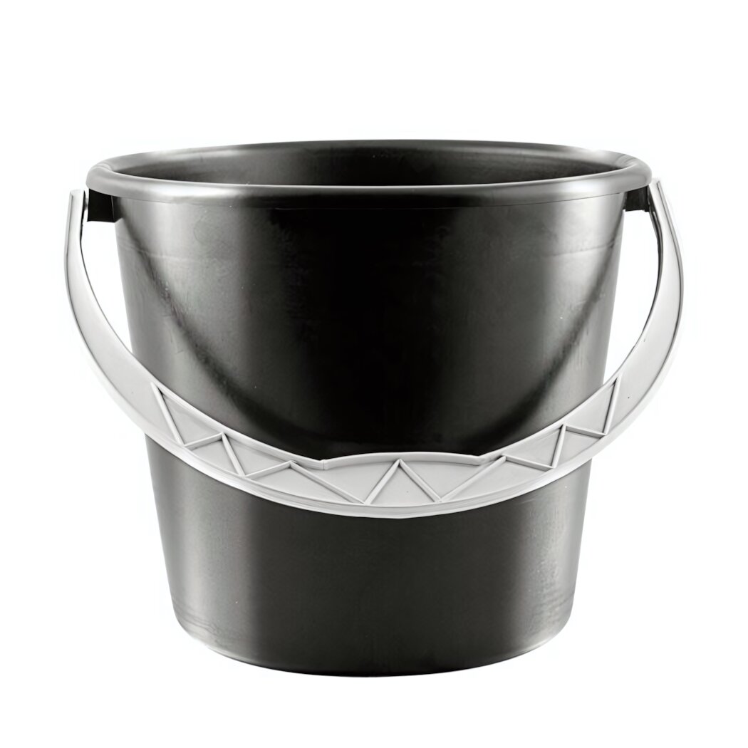 Ведро 10 л хозяйственное, прочное и надежное, пластиковое, черное, с ручкой