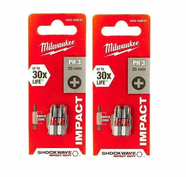 Бита Milwaukee SHOCKWAVE (PH3, 25 мм, 4 шт.)